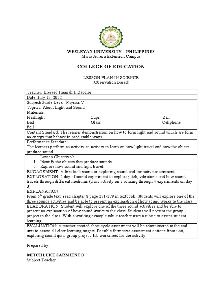 Lesson Plan Template in Science | PDF | Friction | Lesson Plan