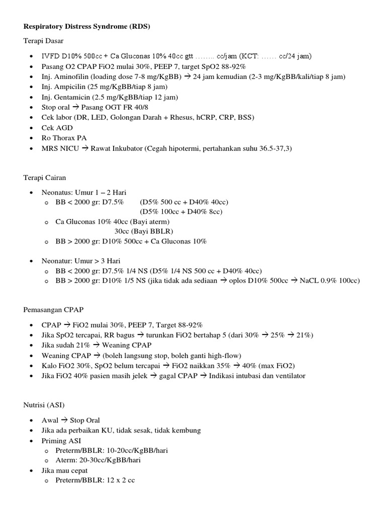 Terapi Dasar Respiratory Distress Syndrome (RDS) pada Neonatus | PDF
