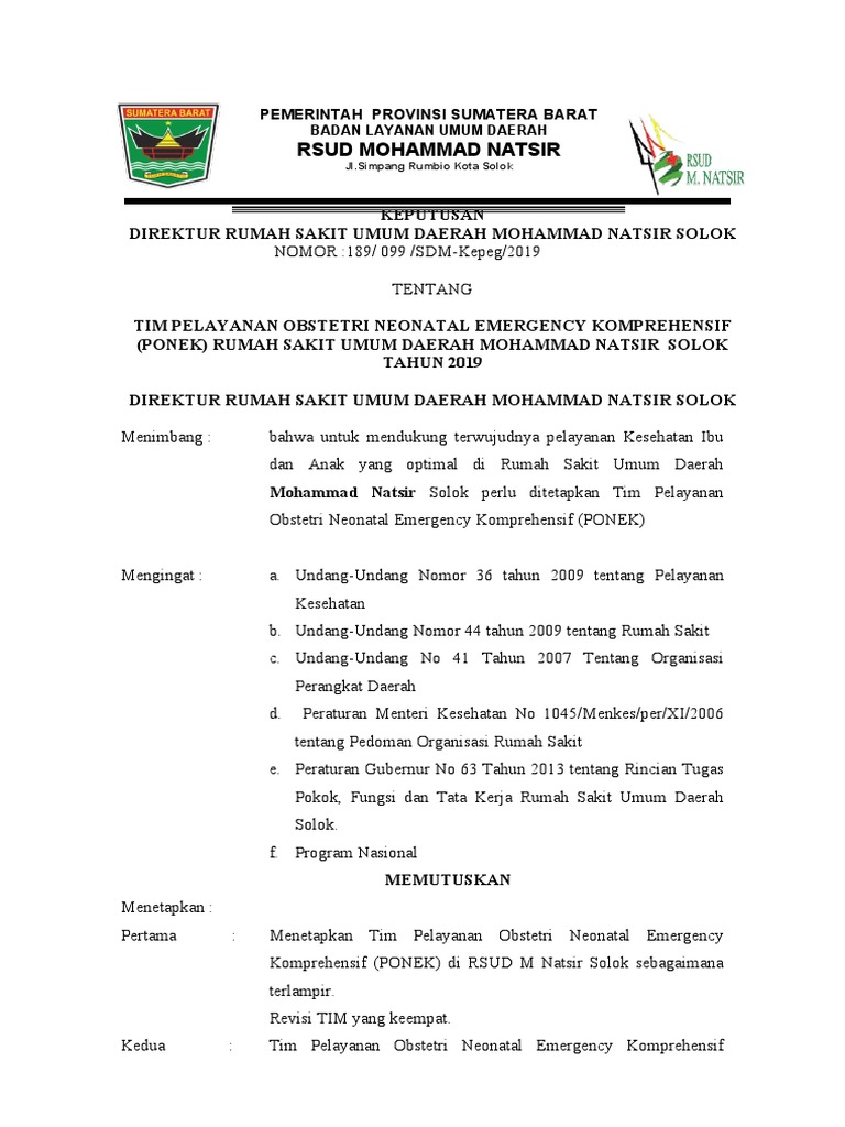 Contoh SK Dan Uraian Tugas Ponek | PDF Contoh SK Dan Uraian Tugas Ponek | PDF