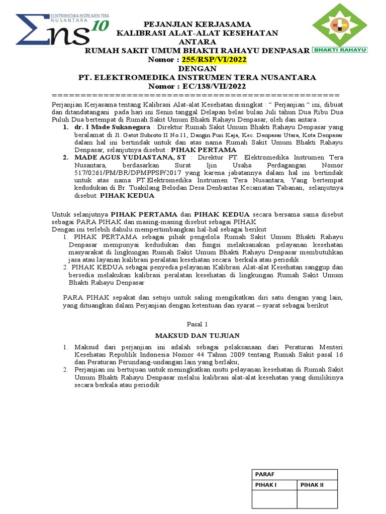 MOU Kalibrasi DGN RSBR DPS | PDF