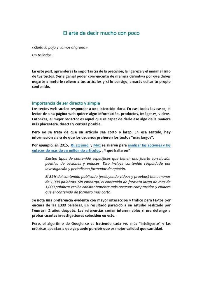 El Arte de Decir Mucho Con Poco | PDF | Pecho