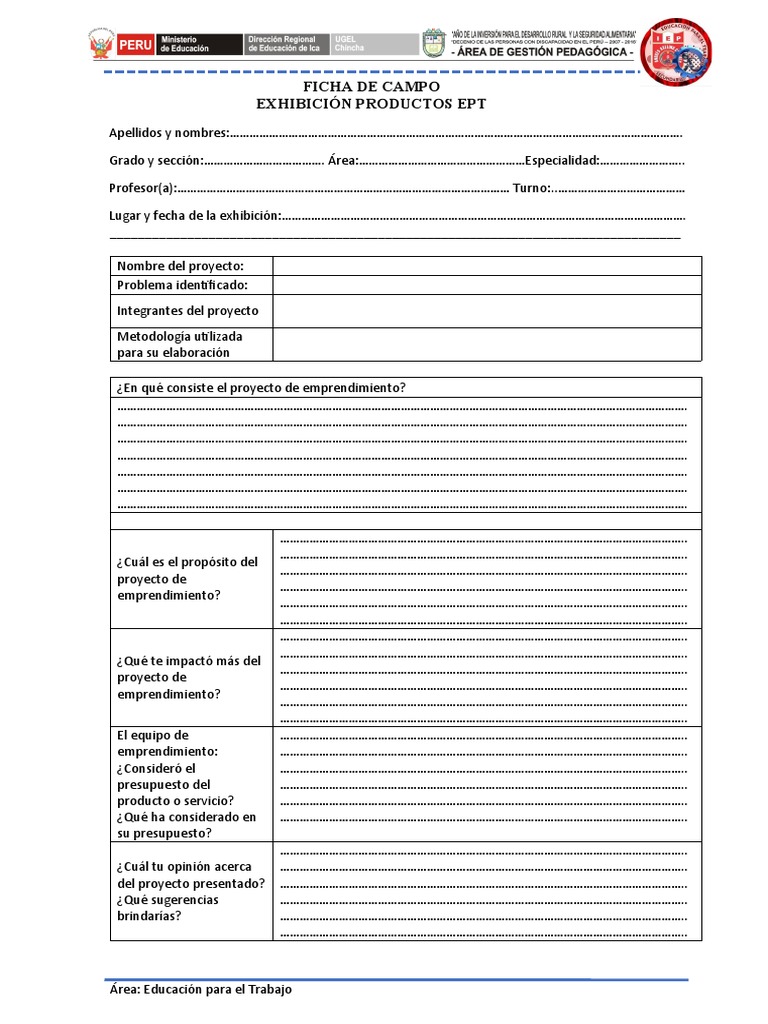 Ficha de Campo-Exhibición-Ept | PDF