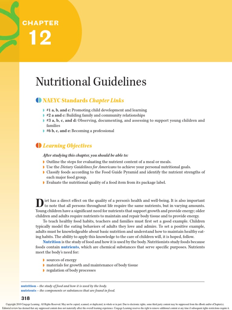 Nutritional Guidelines: NAEYC Standards Chapter Links | PDF | Nutrients ...