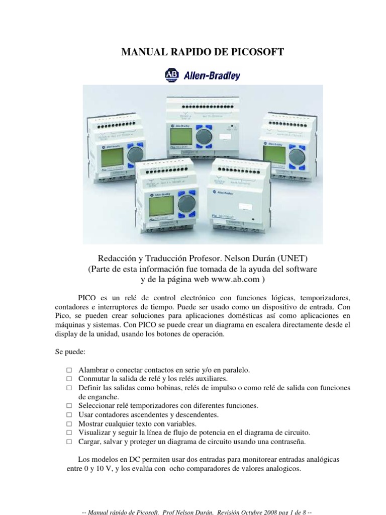 Manual Picosoft: Guía Rápida y Simulación | PDF | Relé | Ventana ...