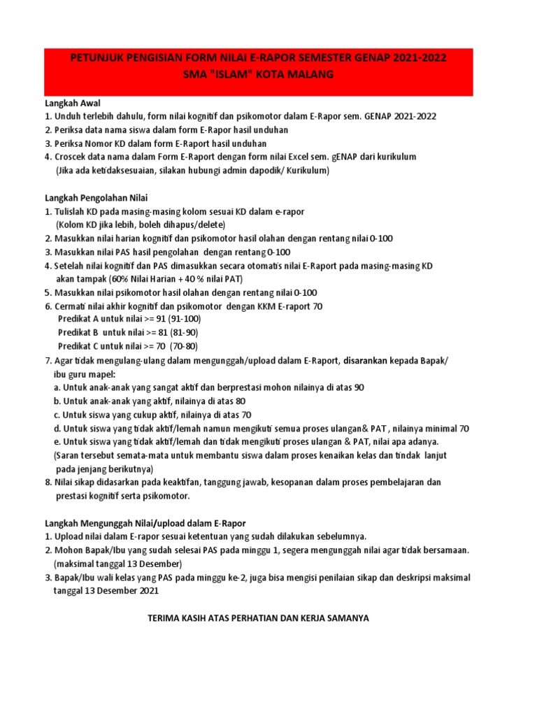 Form Nilai LM Genap Kelas X, Xi, Xii 2021-2022 | PDF