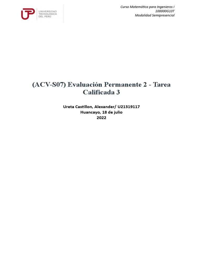 (ACV-S07) Evaluación Permanente 2 - Tarea Calificada 3 | PDF