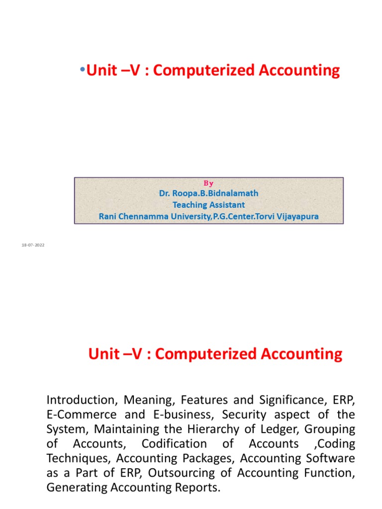 Unit-V Computerized Accounting | PDF | Debits And Credits | Expense