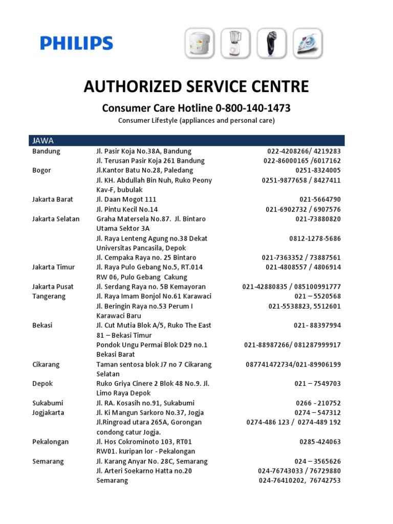Alamat Service Center Philips | PDF