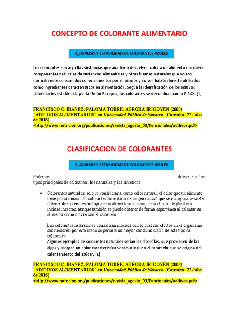 Concepto de Colorante Alimentario | PDF | Alimentos | Color