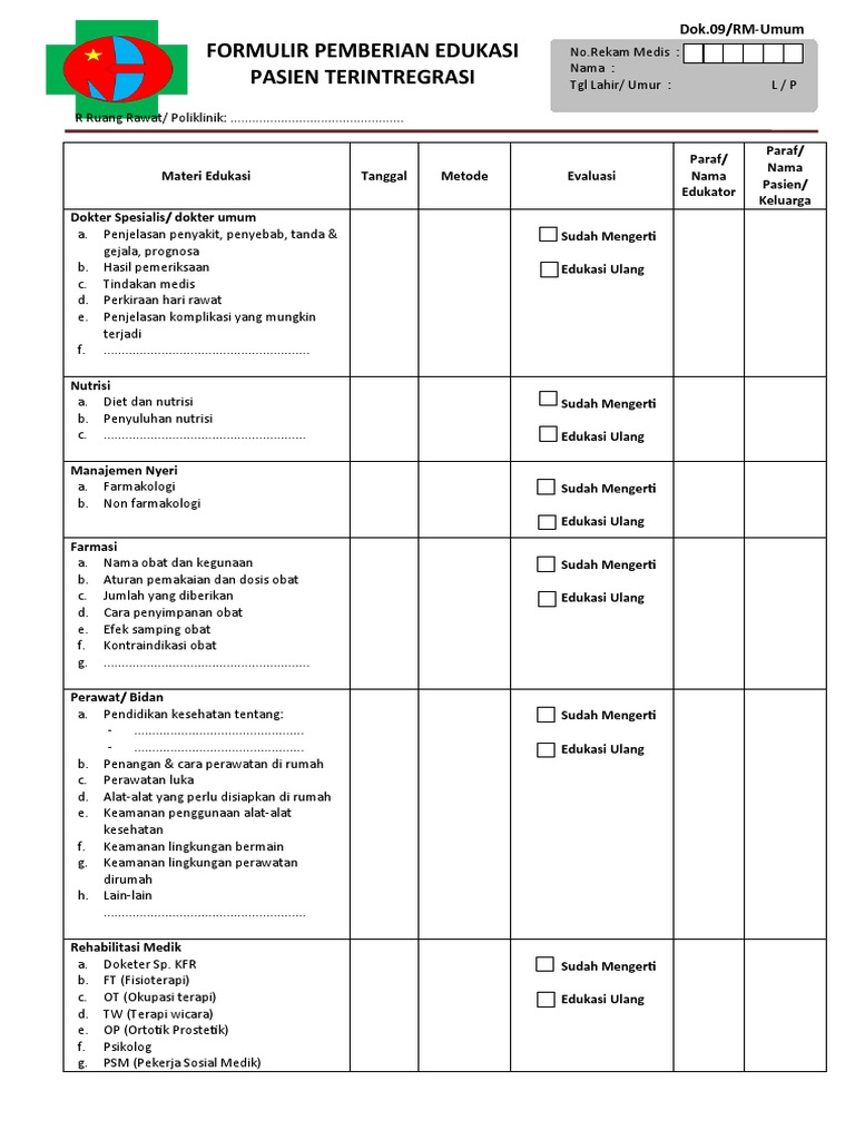 Formulir Edukasi Pasien | PDF