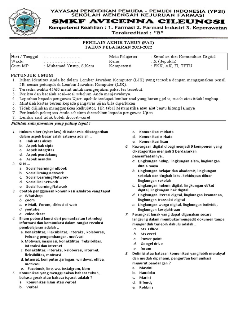 Soal Pat Simdig 2022 Ok | PDF | Komputer