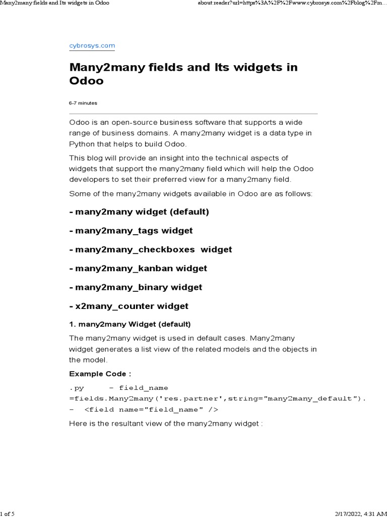 Many2many Fields and Its Widgets in Odoo | PDF | Xml | Information Age