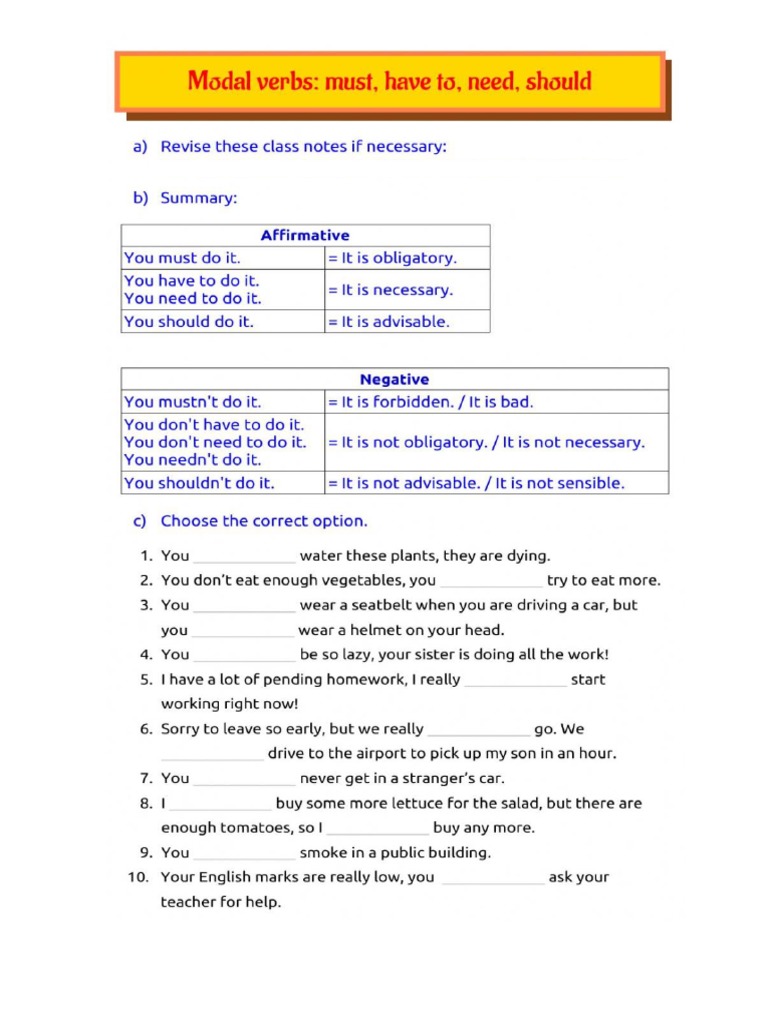 modal verbs 3º | PDF
