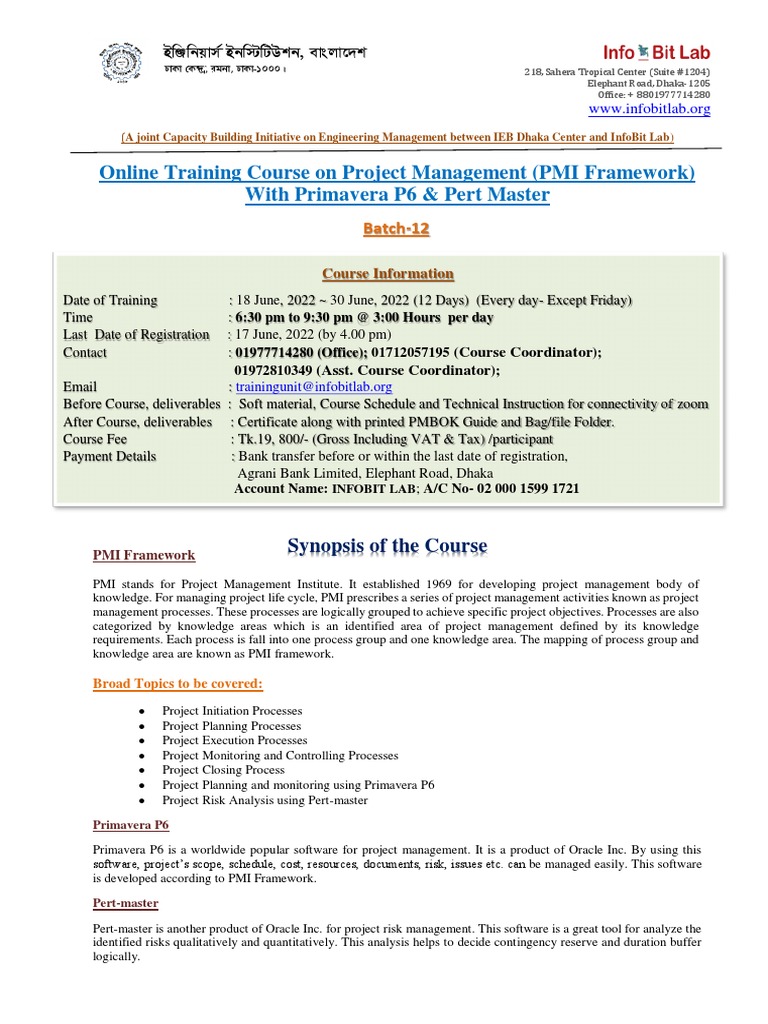 Synopsis PMI Batch-12 Update | PDF | Project Management | Procurement