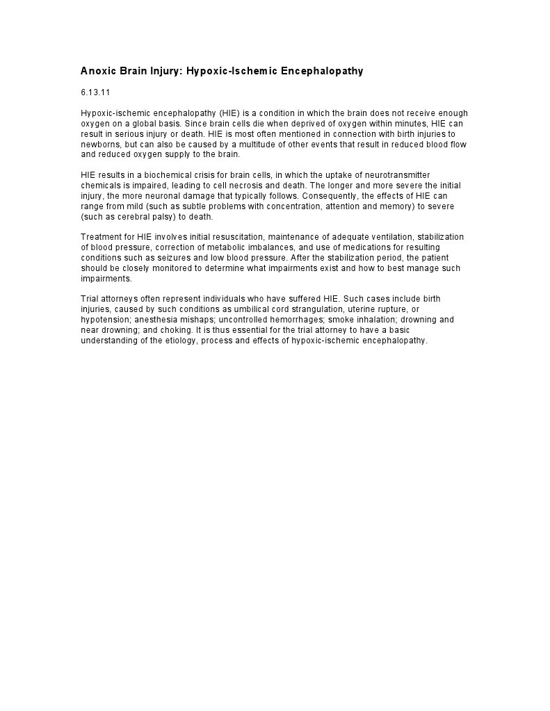 Anoxic Brain Injury: Hypoxic-Ischemic Encephalopathy | PDF