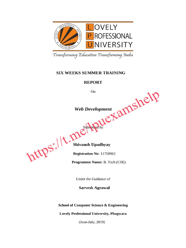 Six Weeks Summer Training Web Development Report | PDF