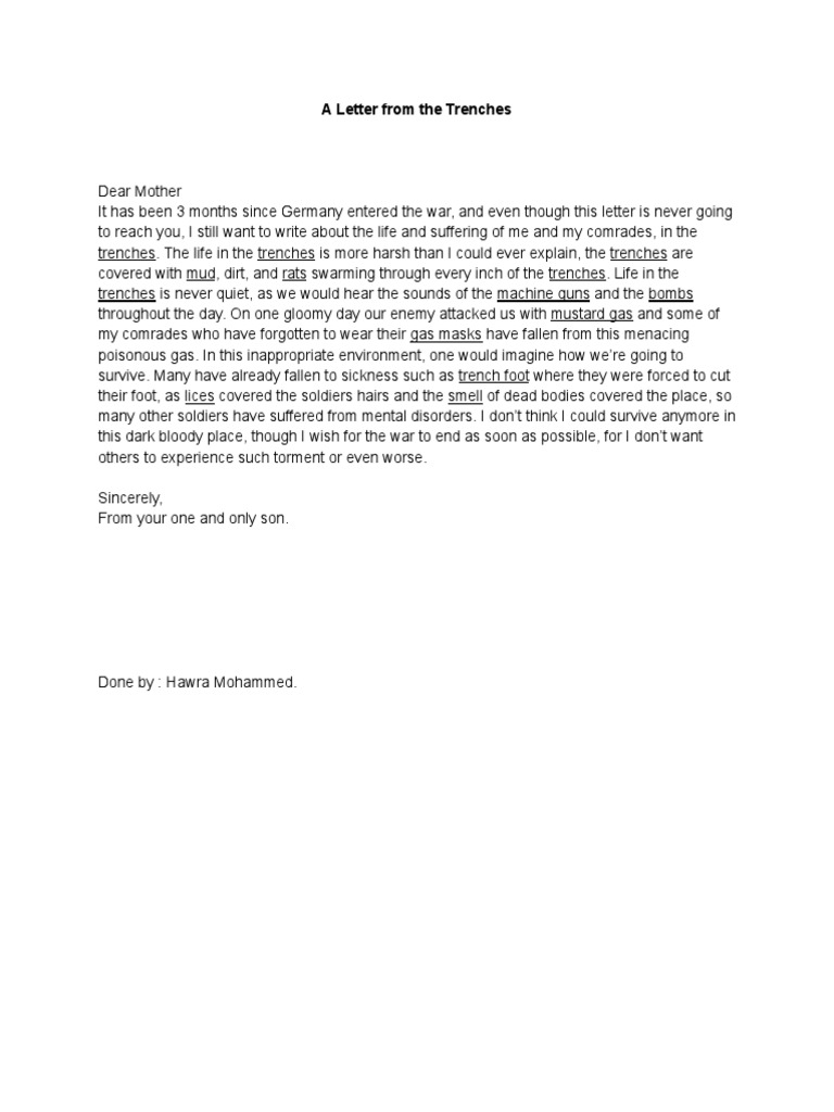 A Letter From The Trenches | PDF