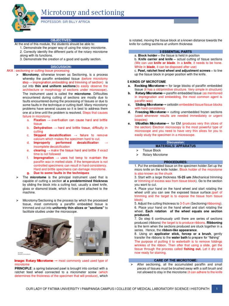 Microtomy and Sectioning | PDF | Tools | Chemistry