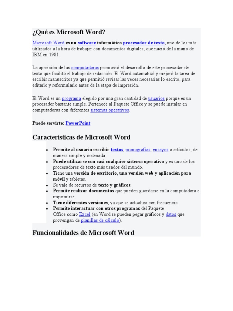 Qu Es Microsoft Word PDF Microsoft Word Microsoft Excel