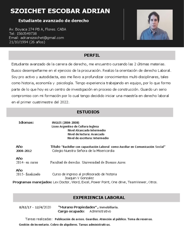 Szoichet Escobar Adrian CV | PDF
