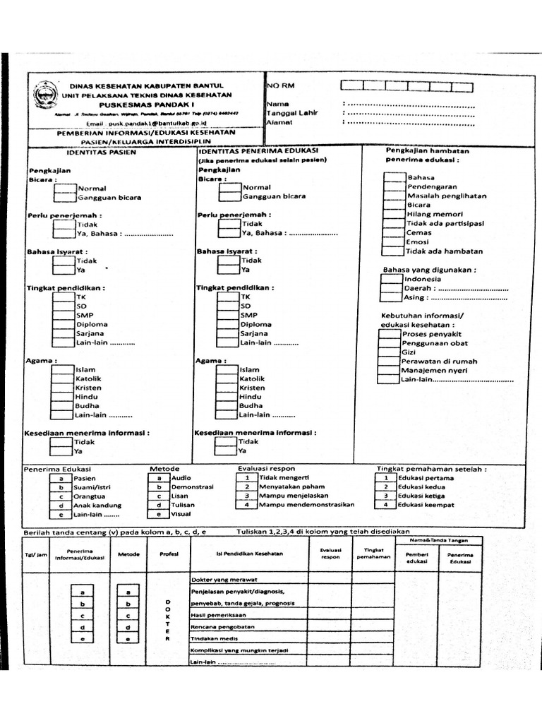 Form Edukasi Pasien Ranap | PDF
