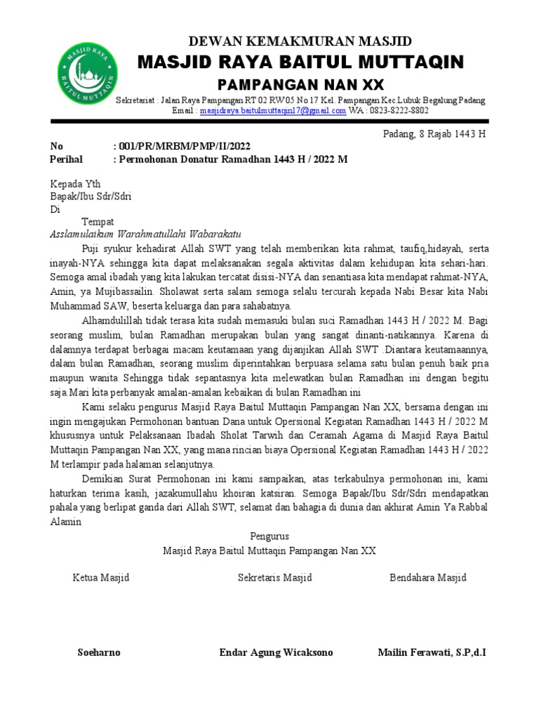 Proposal Donatur Ramdhan 1443 H | PDF