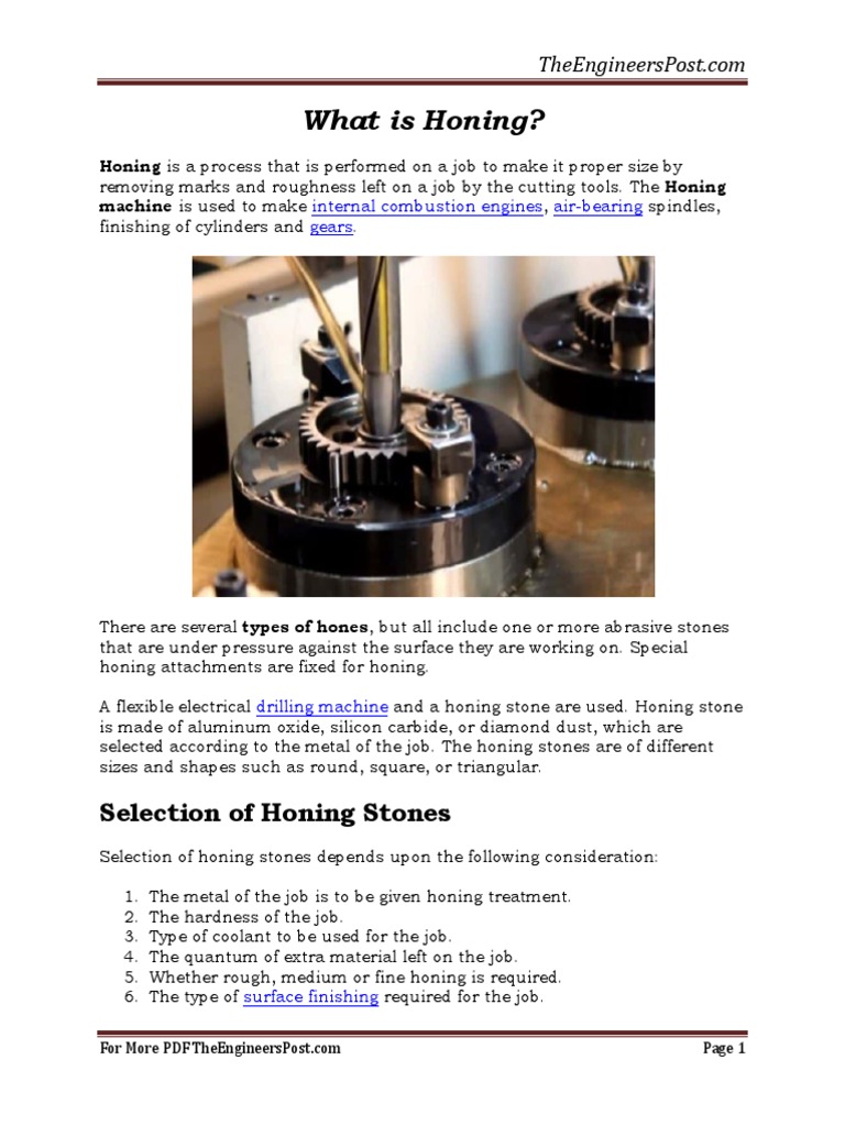 Types of Honing Machine | PDF | Abrasive | Industrial Processes