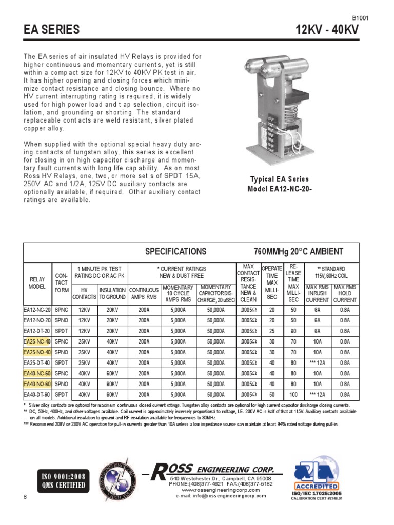 High Voltage Relay Data Sheet | PDF | Electrical Impedance | Power ...