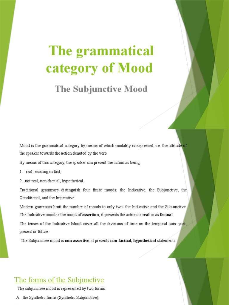 The Grammatical Category of Mood. The Subjunctive | PDF | Verb ...