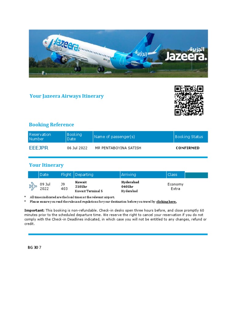 Your Jazeera Airways Itinerary | PDF