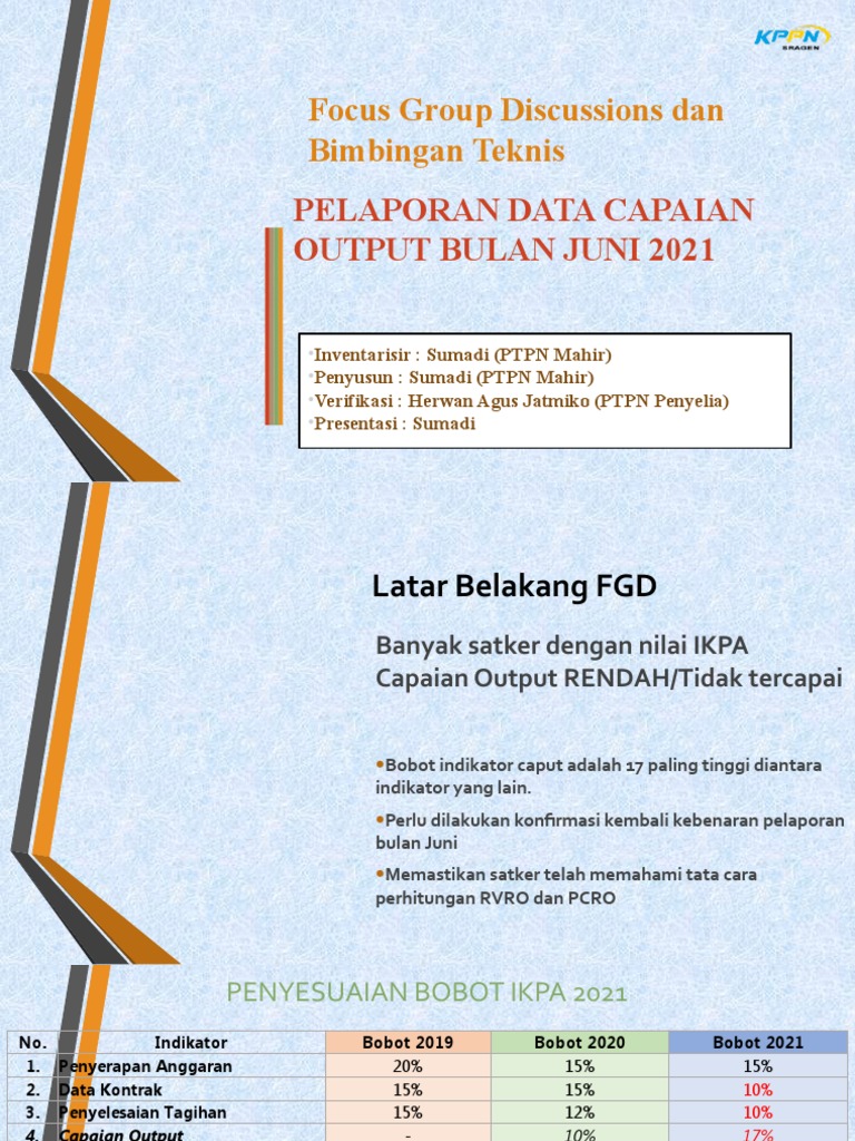 FGD Capaian Output Juni 2021 | PDF | Pengelolaan Keuangan & Uang