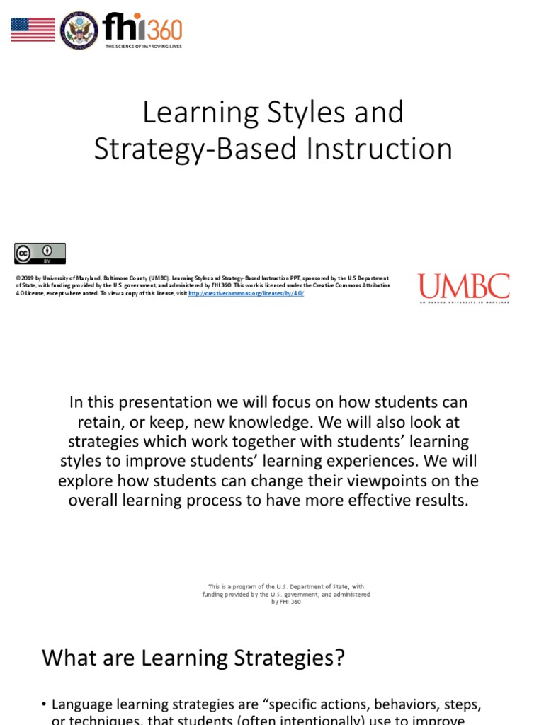 Learning Styles and Strategy-Based Instruction | Download Free PDF ...