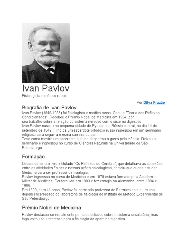 Ivan Pavlov Biografia | PDF | Cães