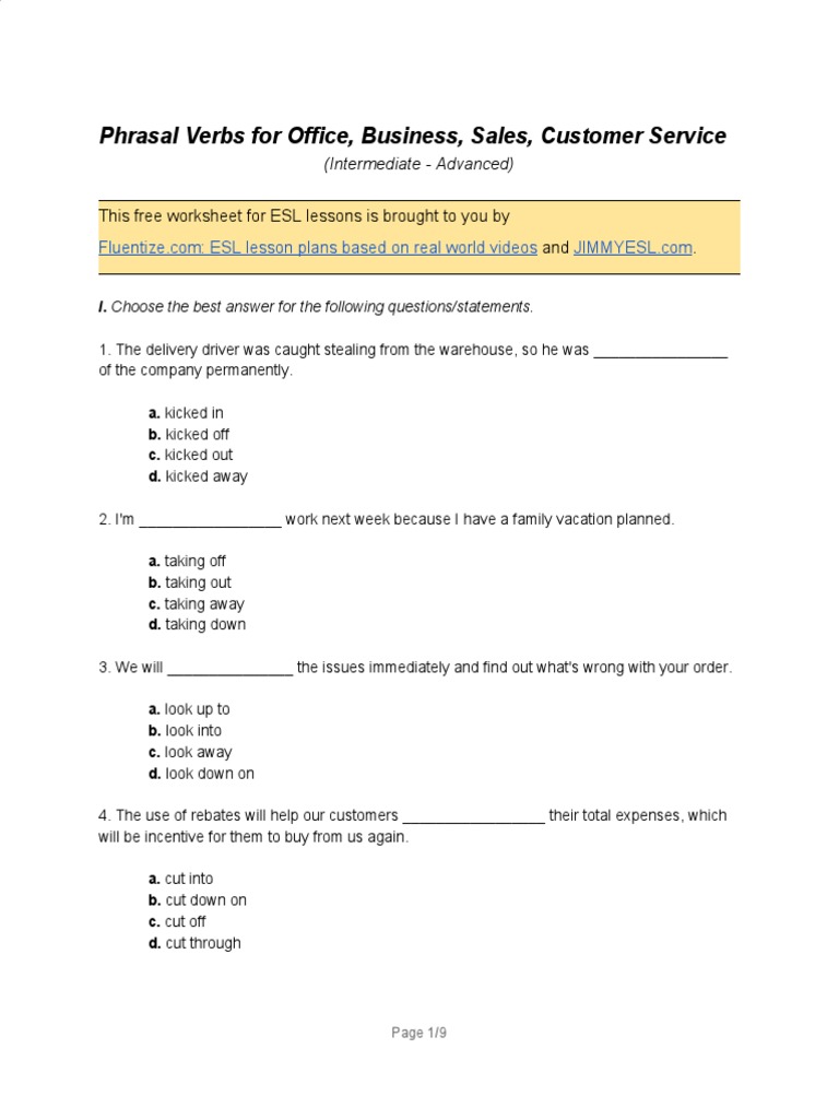 Phrasal Verbs For Office, Business, Sales, Customer Service | PDF