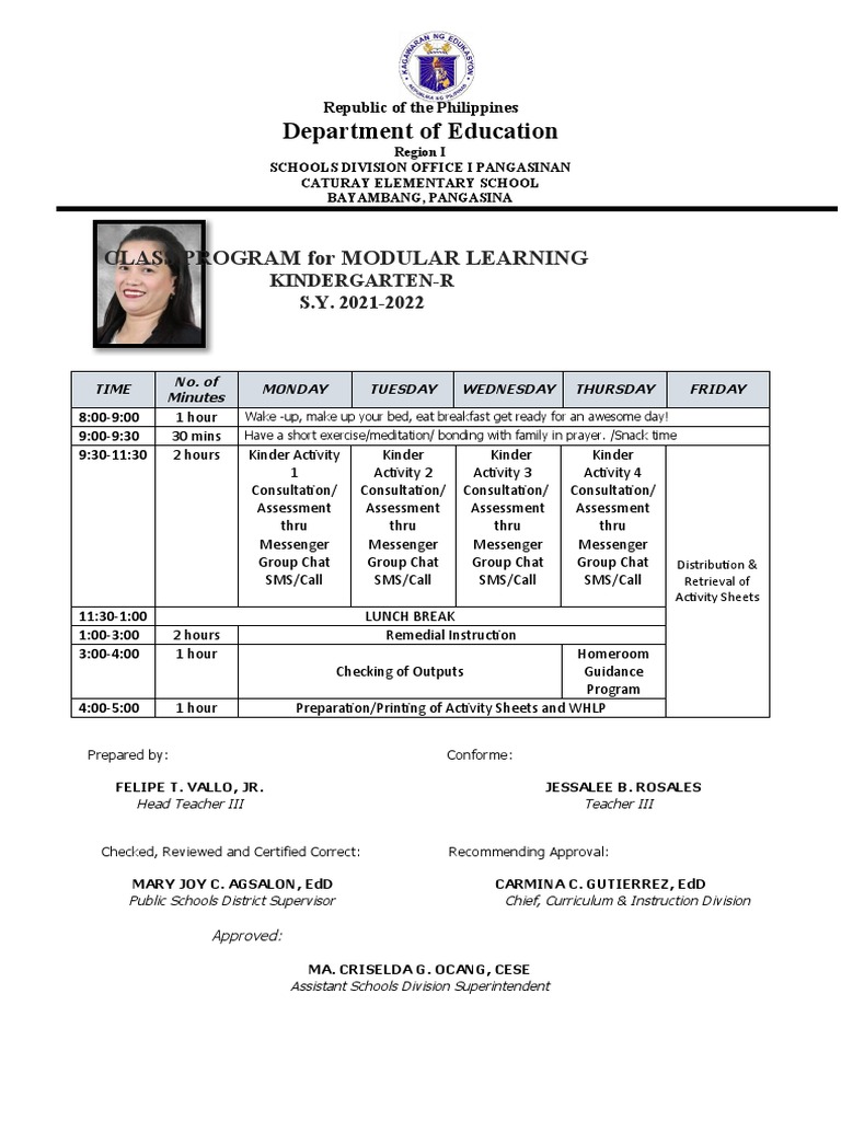Sample Class Program 2021 2022 KD | PDF | Education Theory | Behavior ...