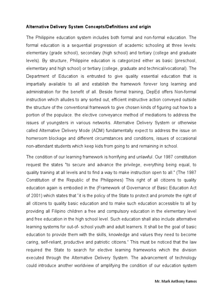Alternative Delivery System Concepts-Definitions and Origin | PDF ...