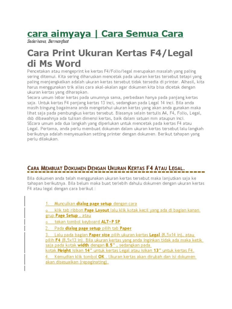 Cara Print f4 | PDF