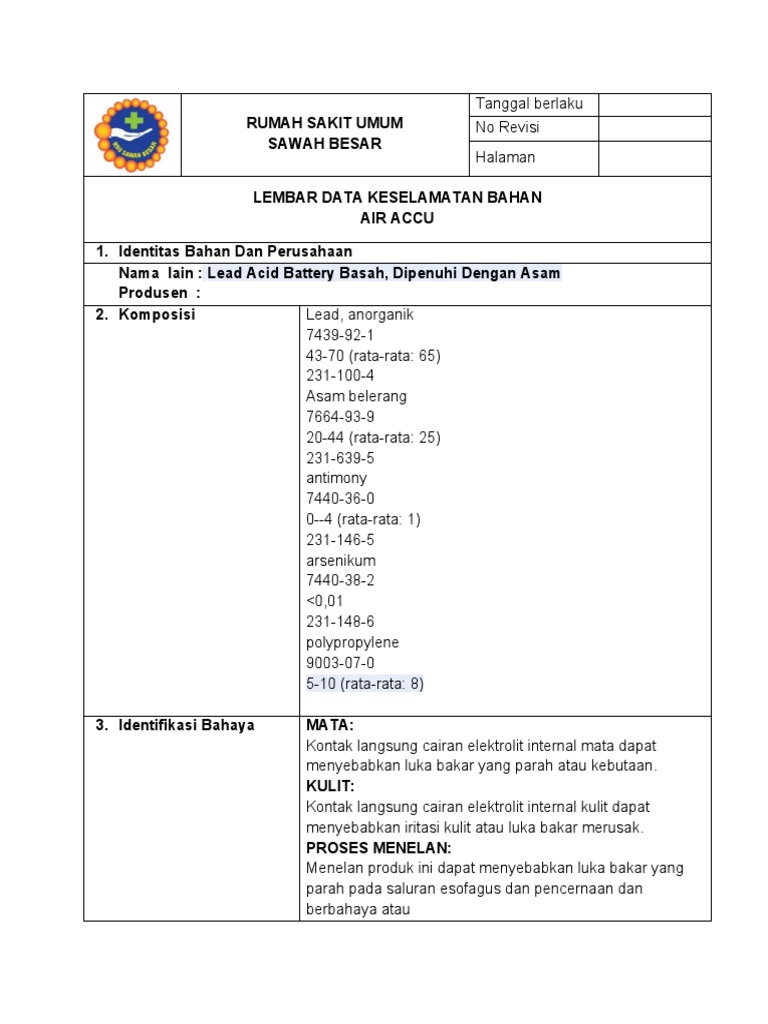 Lembar Keselamatan Air Accu | PDF