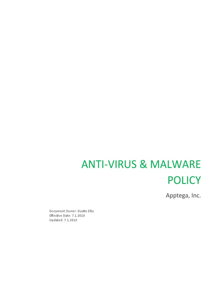Anti-Virus & Malware Policy: Apptega, Inc | Download Free PDF ...