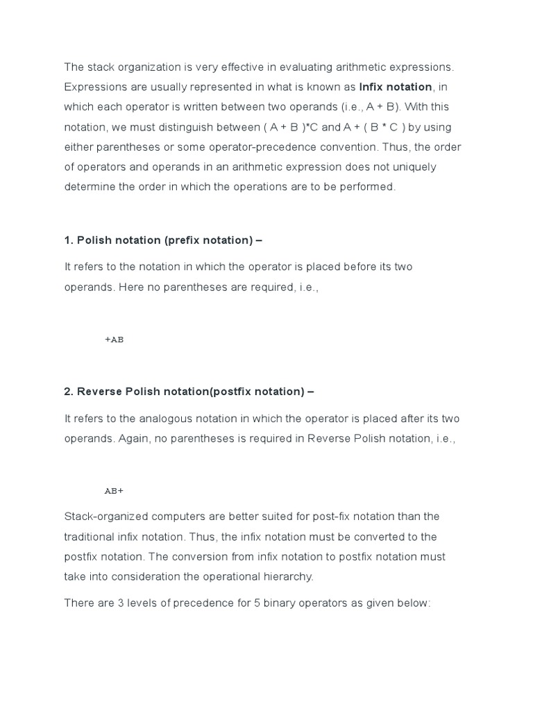 Polish Notation (Prefix Notation) | PDF