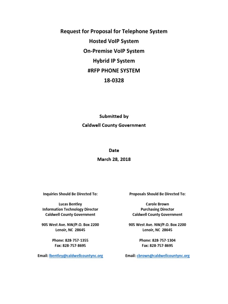 Request For Proposal For Telephone System 18-0328 - XB81wS | PDF ...
