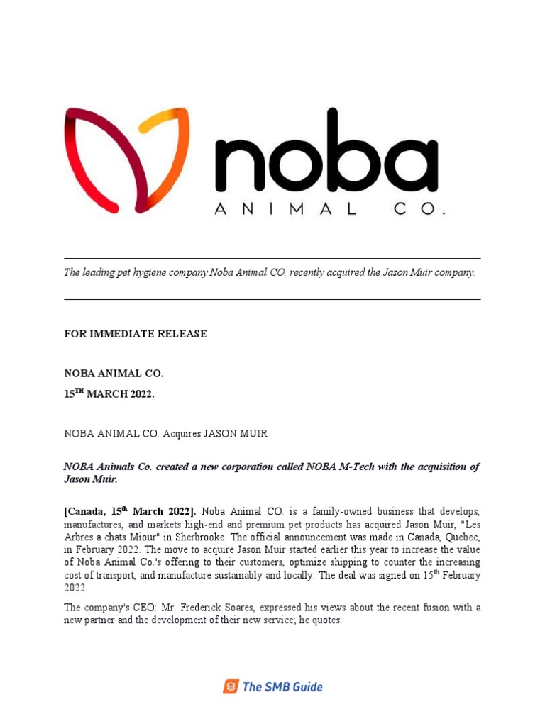 NOBA Animal CO. Revised - Edited | PDF | Communication | Business Economics