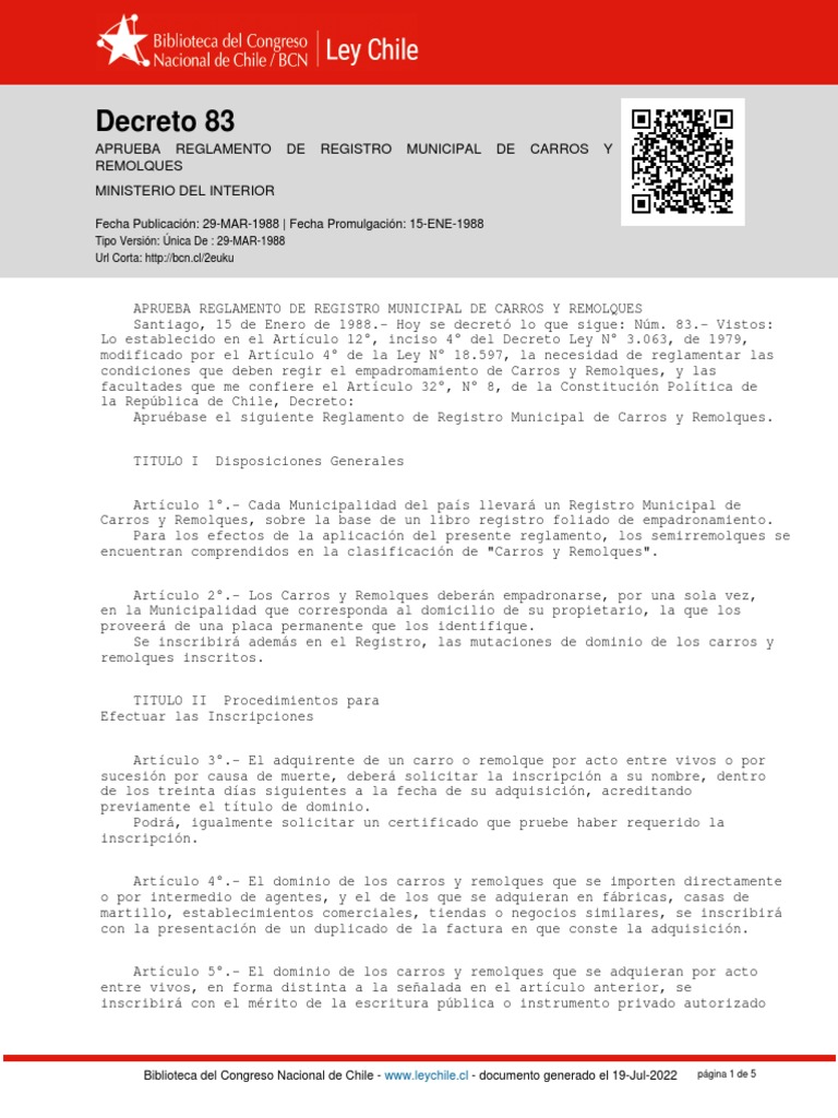 Decreto 83 - 29 MAR 1988 | PDF | Gobierno