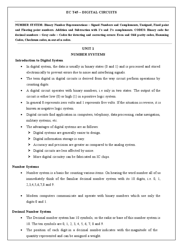 DC Unit 1 | PDF | Binary Coded Decimal | Ascii