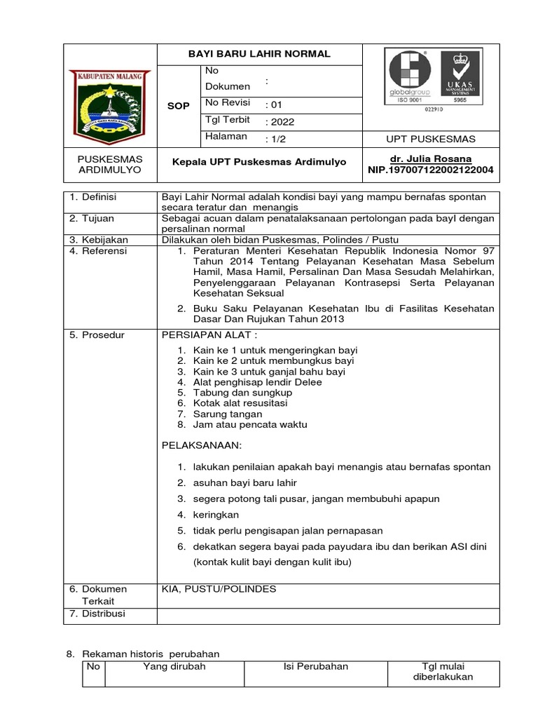 Sop Bayi Baru Lahir Normal 2022. | PDF | Pengembangan Diri