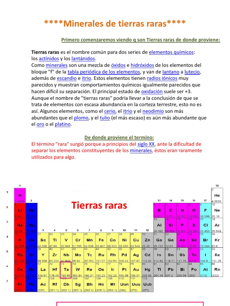 Minerales de Tierras Raras | PDF | Elemento de tierras raras | Minerales