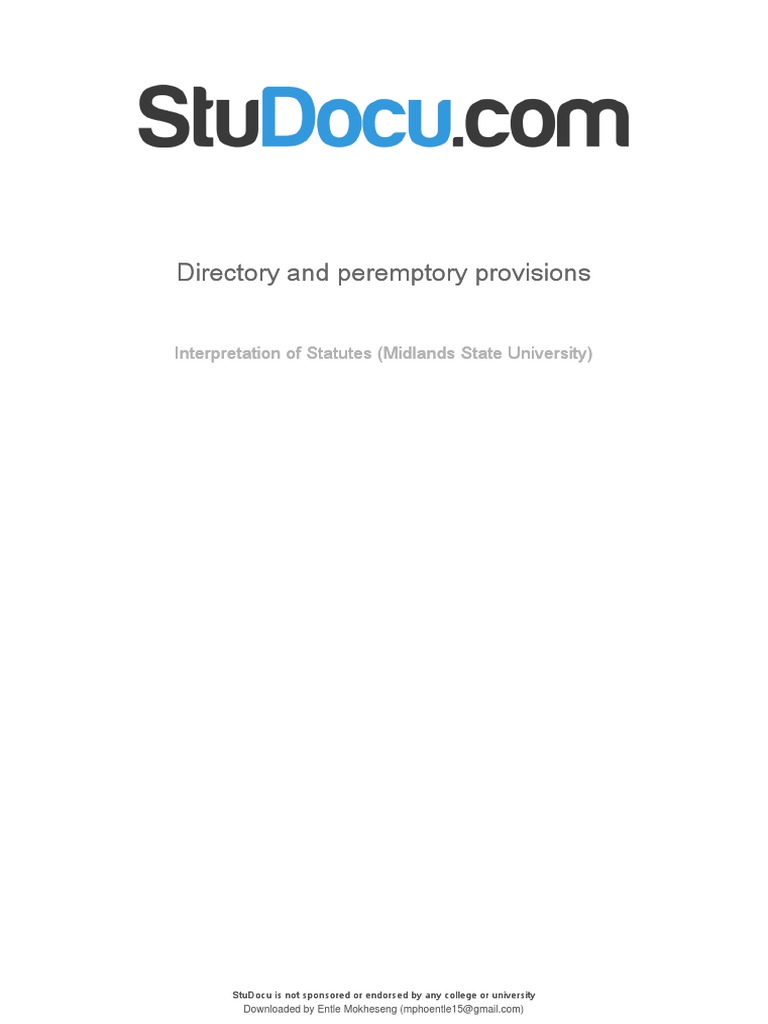Directory vs. Peremptory Provisions | PDF | Precedent | Ethical Principles