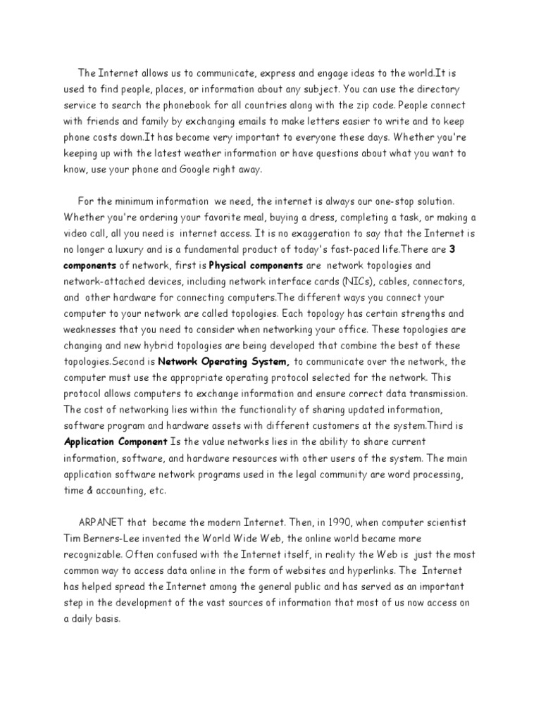 Introduction To The Internet - Essay | PDF | Internet | Computer Network