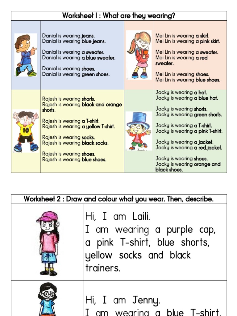 Worksheet 1: What Are They Wearing? | PDF