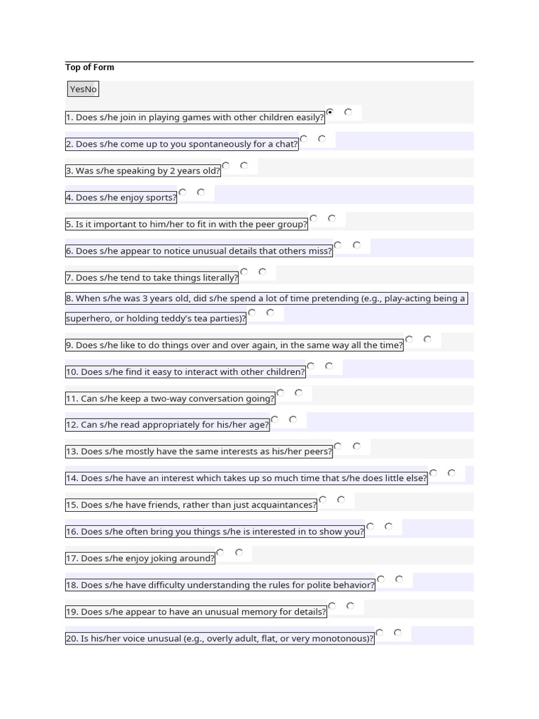 Cast-Autisme Test | PDF | Asperger Syndrome | Psychology